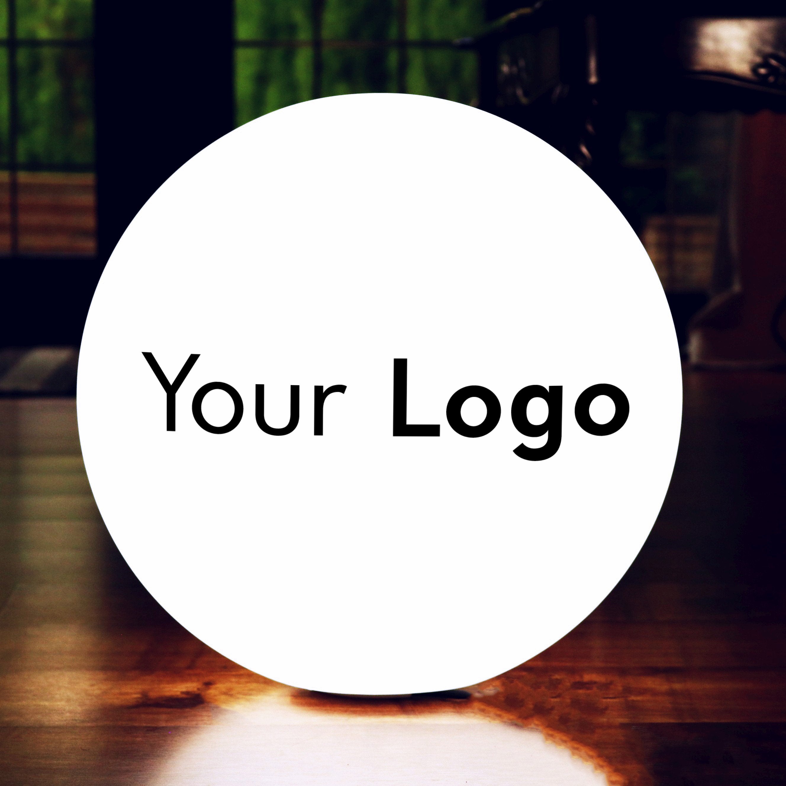 Large Branded Circular LED Light Box Sign, Personalized RGB Floor Lamp ...