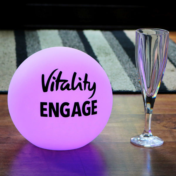 Personalized LED Ball Table Lamp, Branded Cordless Table Center, Round ...